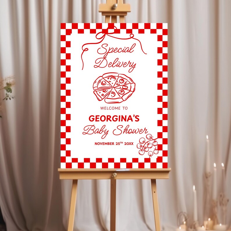 Editable Special Delivery Baby Shower Welcome Sign, Hand Drawn Italian ...