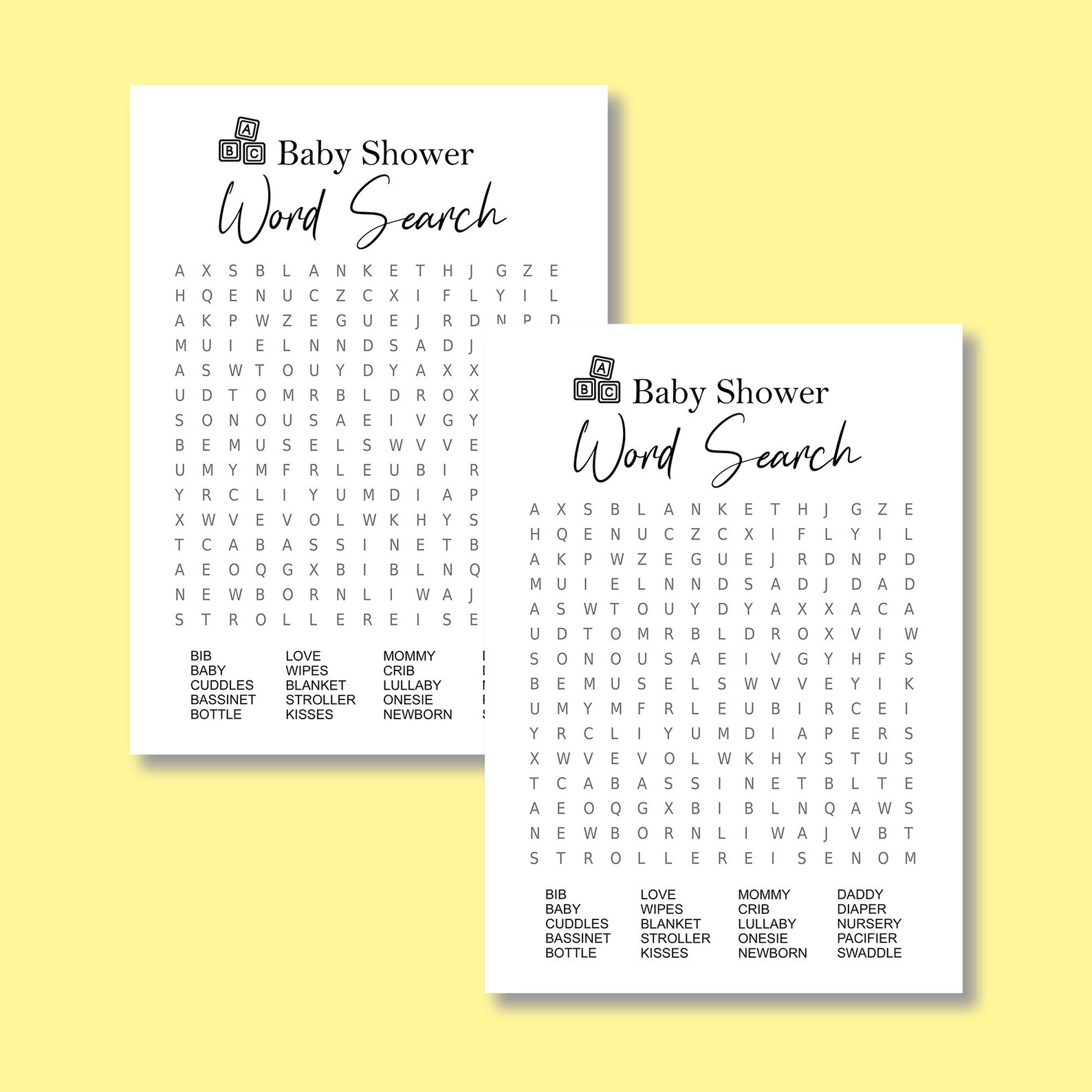 Baby Shower Word Search Game Baby Shower Fun Digital - Etsy