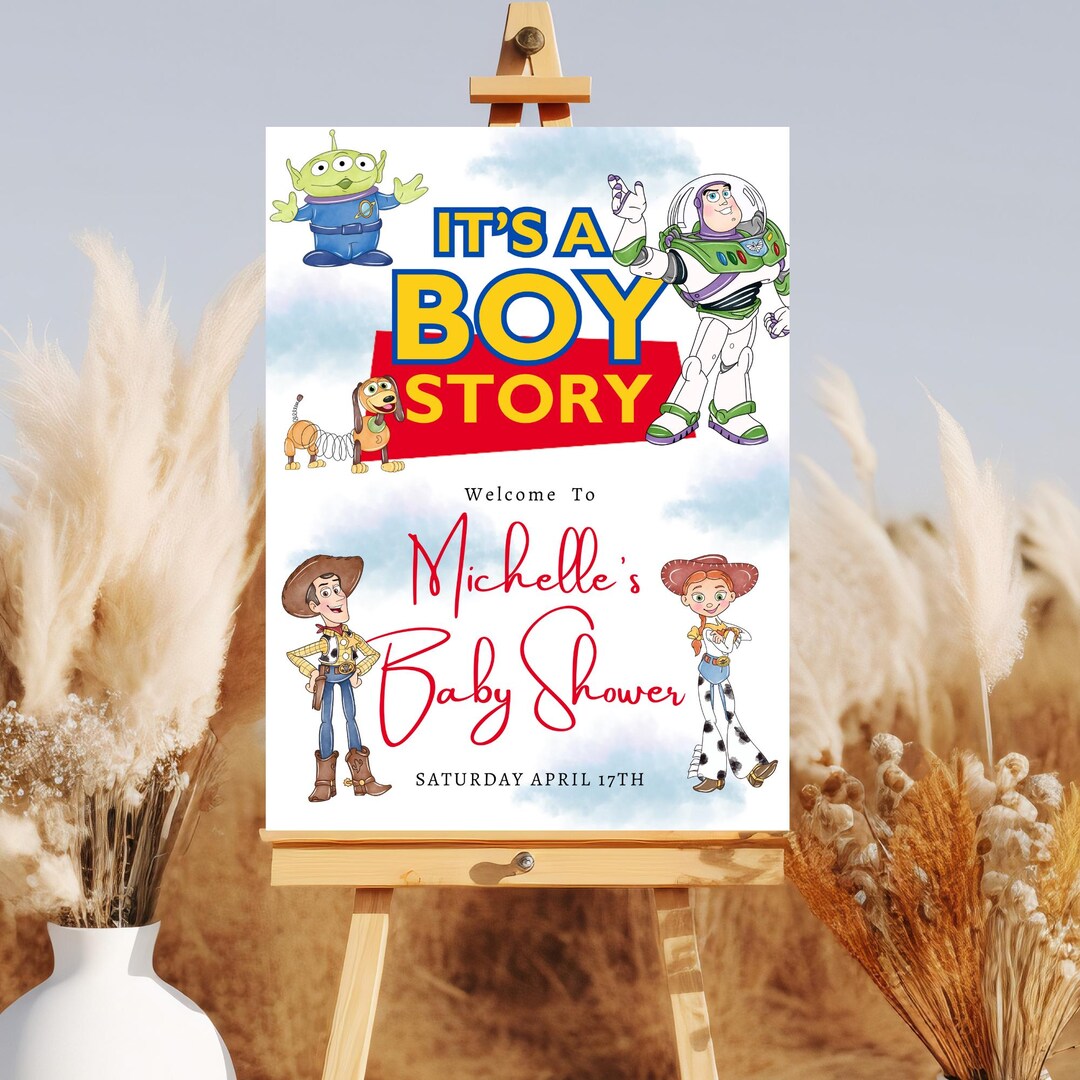 It's A Boy Story Baby Shower Welcome Sign, Boy Story Toy Story Theme ...