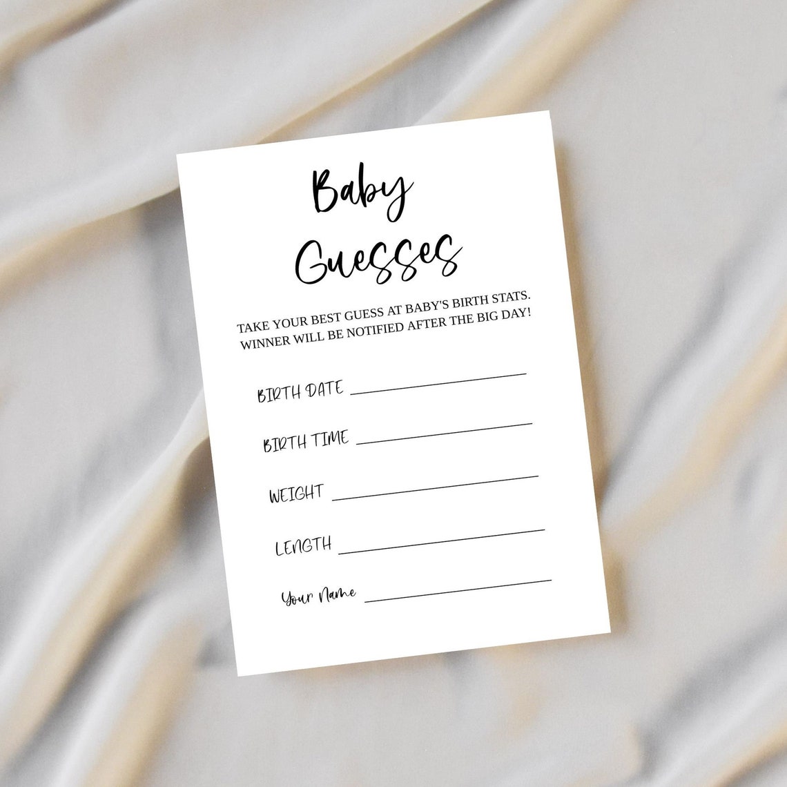 Baby Guesses Baby Shower Game, Baby Birth Stats Card, Guess the Baby ...