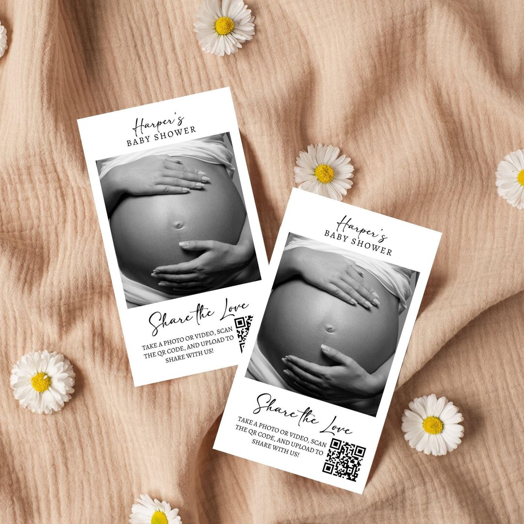 Scan QR Code to Upload Photos Card, Baby Shower Shared Photo Album ...