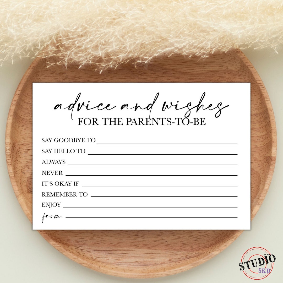 Advice and Wishes for the Parents to Be Baby Shower Activity Card ...