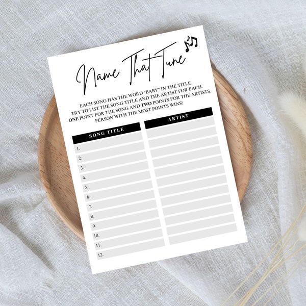 Name That Tune Game Template - Etsy