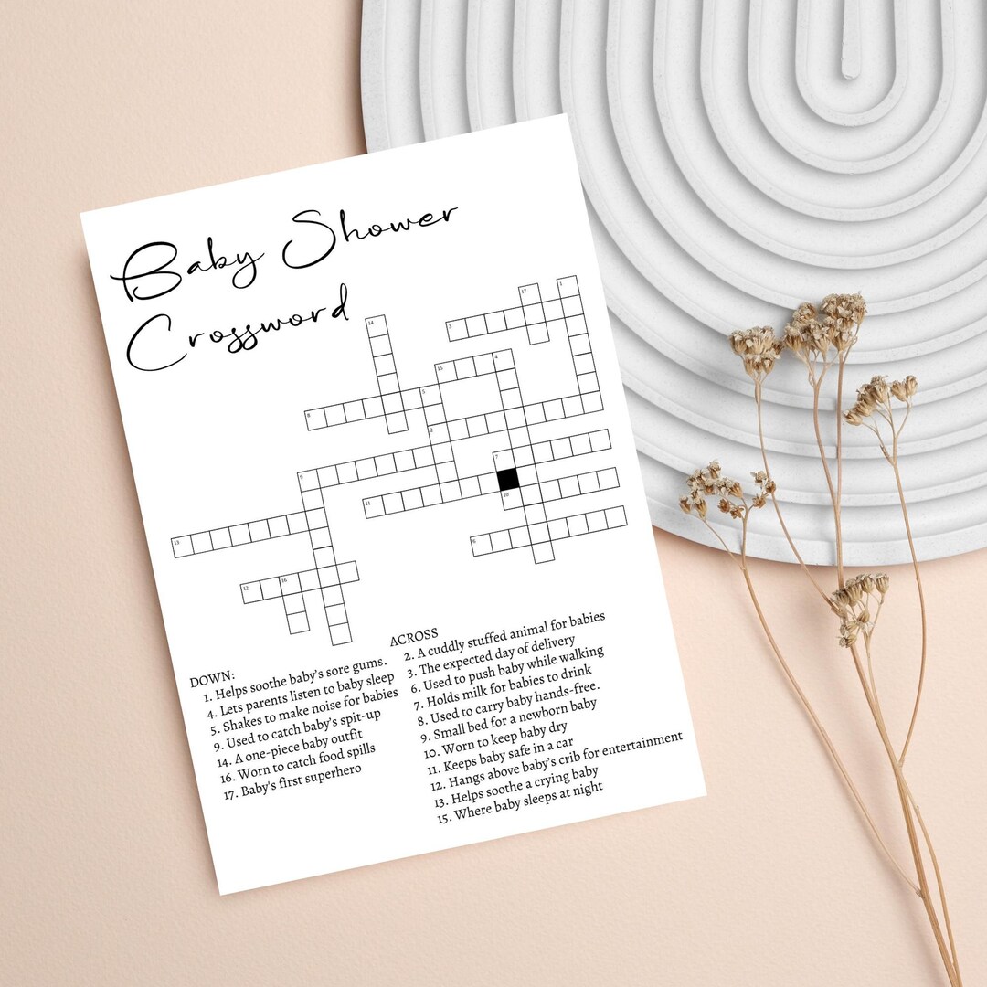 Baby Shower Crossword Game, Minimalist Baby Shower Game, Crossword ...