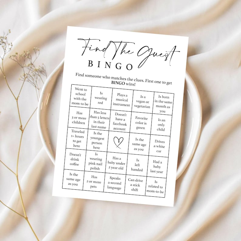 Find the Guest Bingo Baby Shower Game, Ice Breaker Game, Mingle With ...