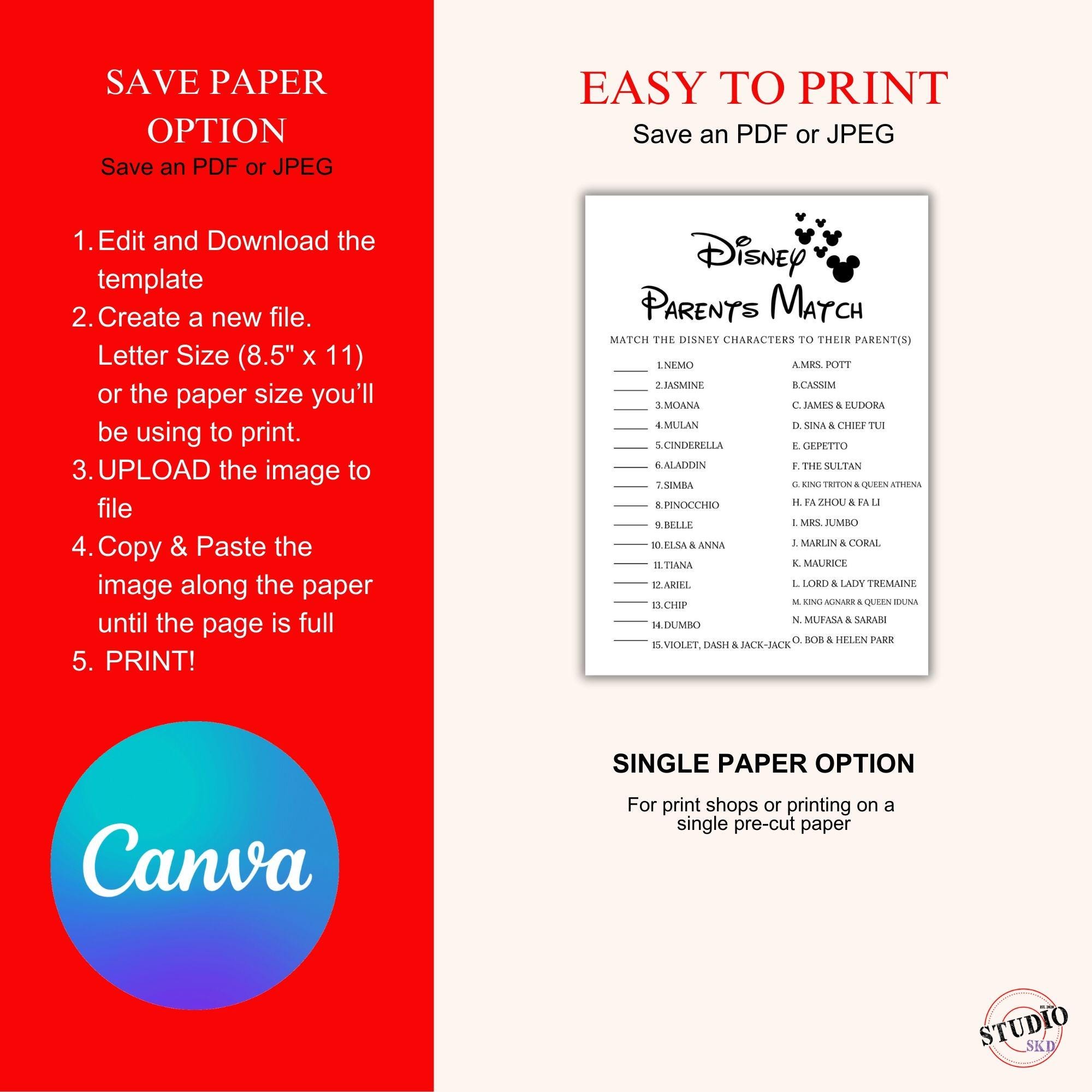 Parents Match Baby Shower Game Match the Parents to Your Favorite ...