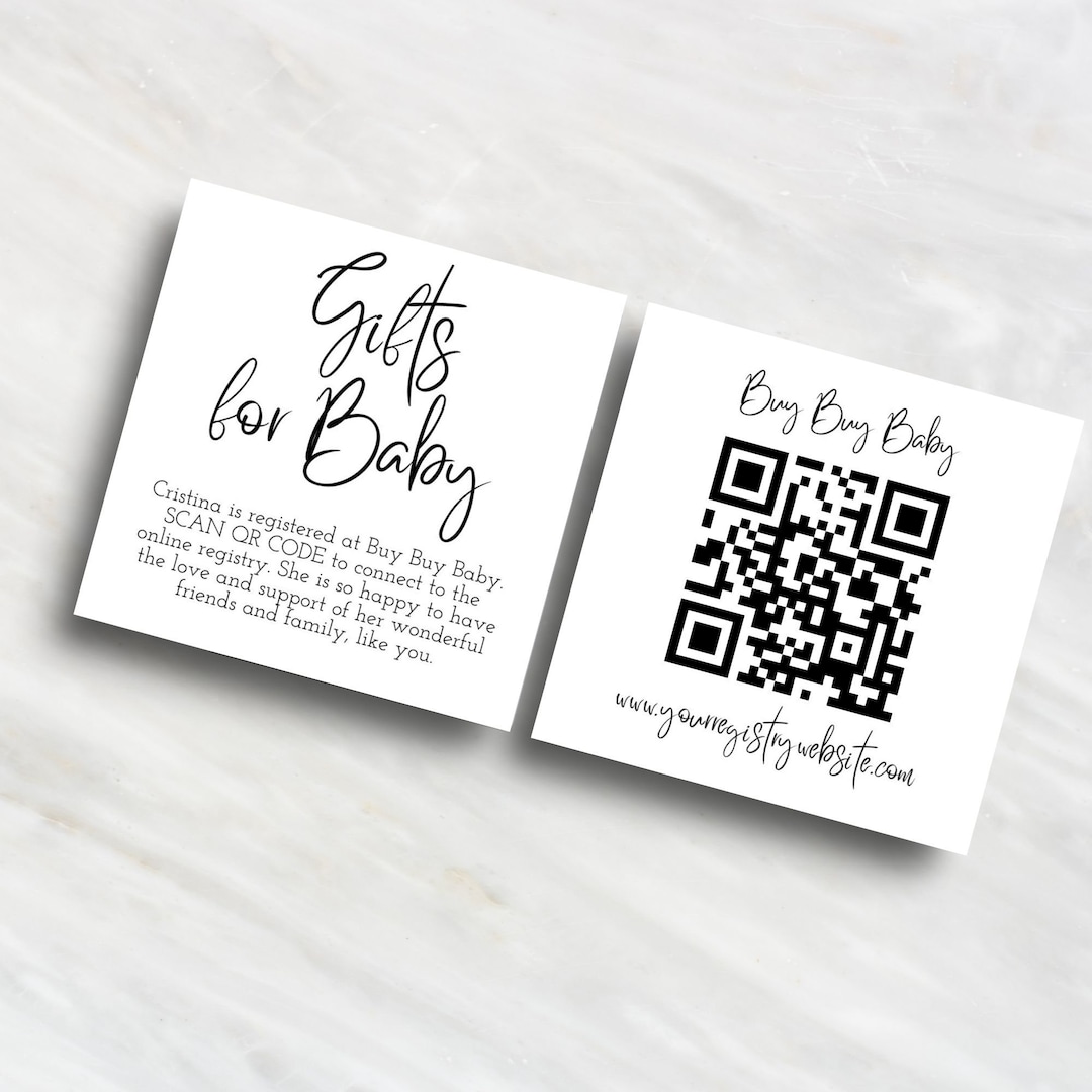 Two-sided Gifts for Baby Baby Shower Registry Card With QR Code, How to ...