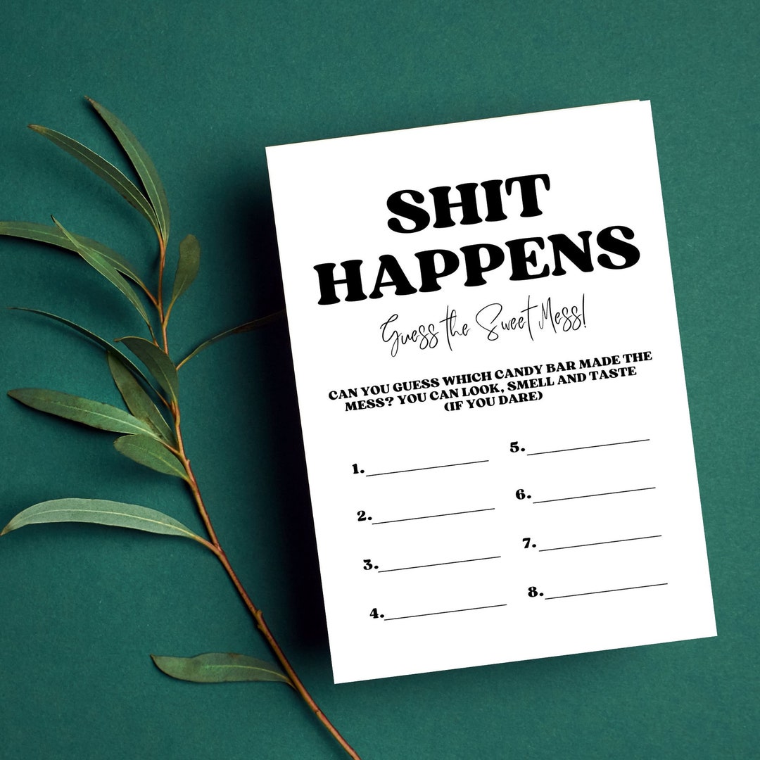 Shit Happens Guess the Sweet Mess Baby Shower Game Card, Name That Poop, Melted Chocolate Bar in ...