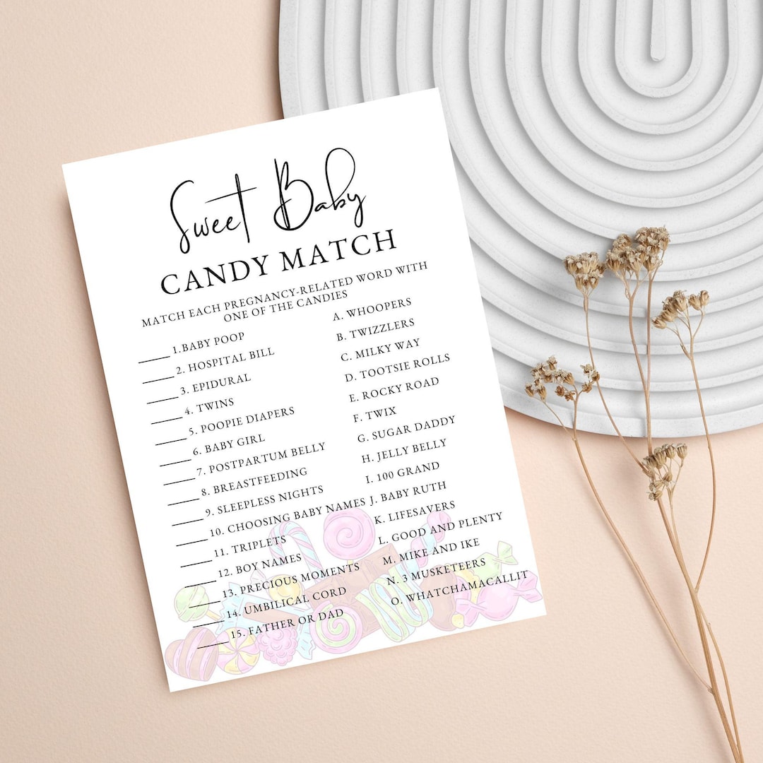 Sweet Baby Candy Match Baby Shower Game, Pregnancy Candy Match Game ...