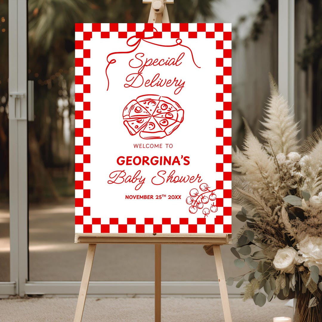 Editable Special Delivery Baby Shower Welcome Sign, Hand Drawn Italian ...