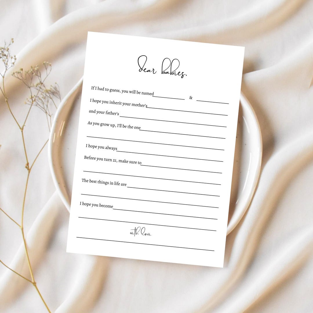 Dear Babies Baby Shower Activity, Twin Baby Shower Wishes for Baby ...