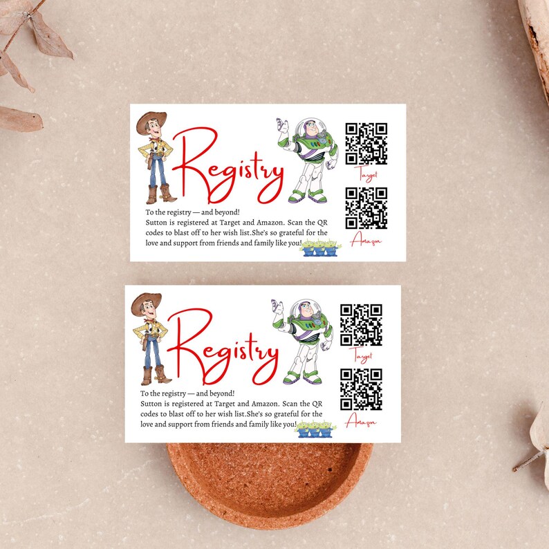 Boy Story Baby Shower Registry Card With QR Codes, Gifts for Baby Card ...