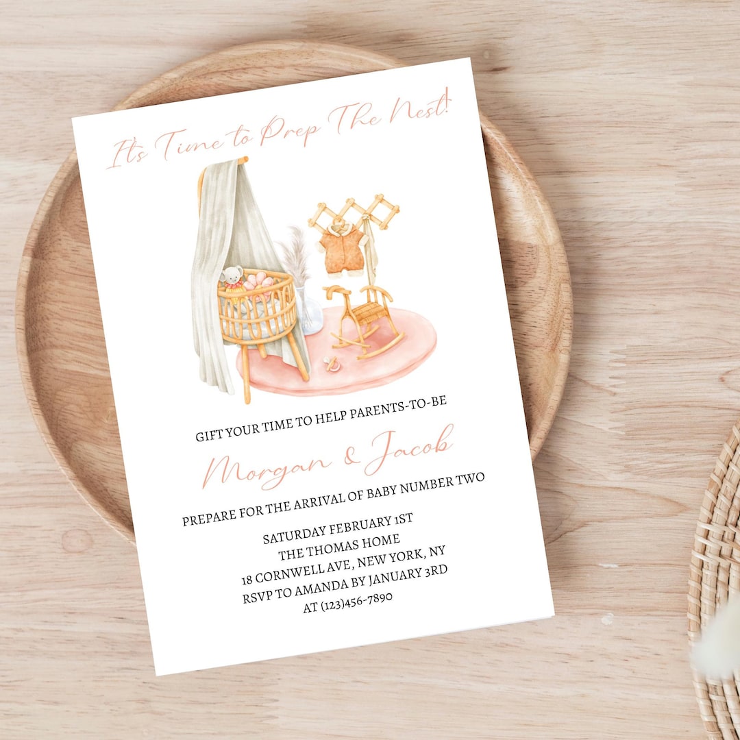 Nesting Party Invitation, Prep the Nest, Baby Girl on the Way, Baby ...