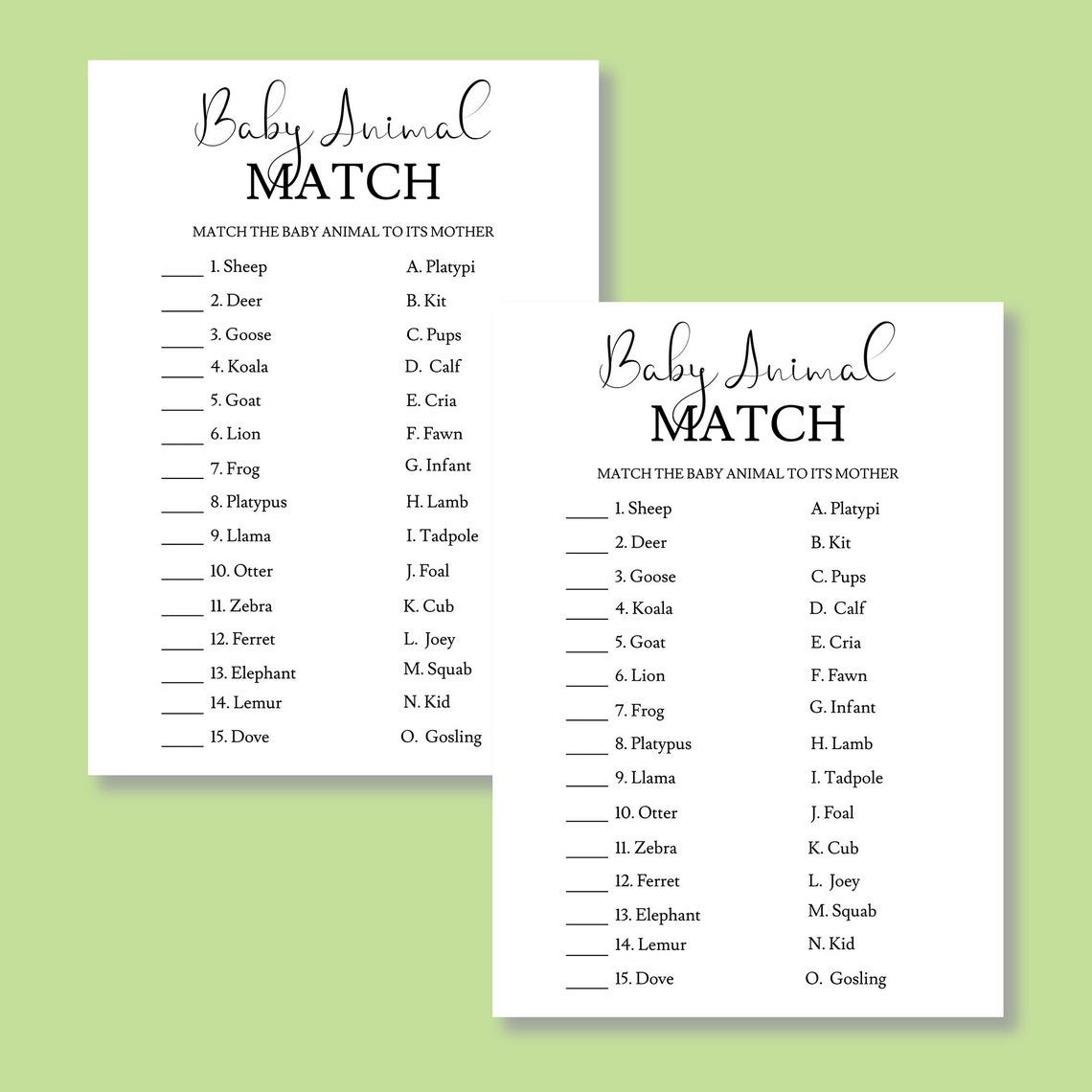 Baby Animal Matching Game, Match the Baby Animal to Its Mother , Baby ...