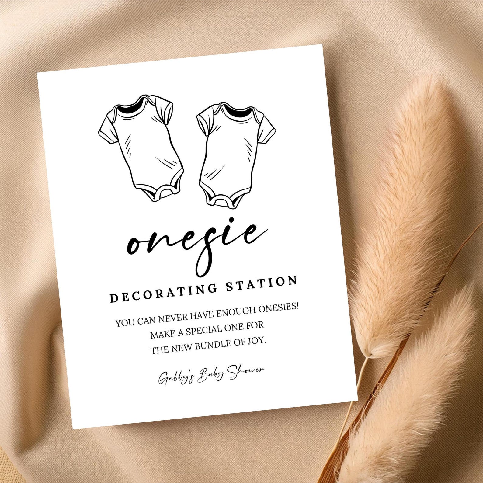 Onesie Decorating Station Sign, Decorate a Onesie Baby Shower Activity ...