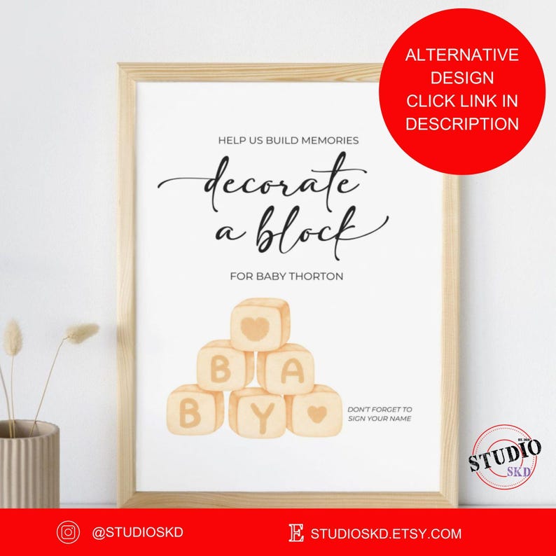 Decorate a Block Baby Shower Activity, Baby ABC Blocks Keepsake ...