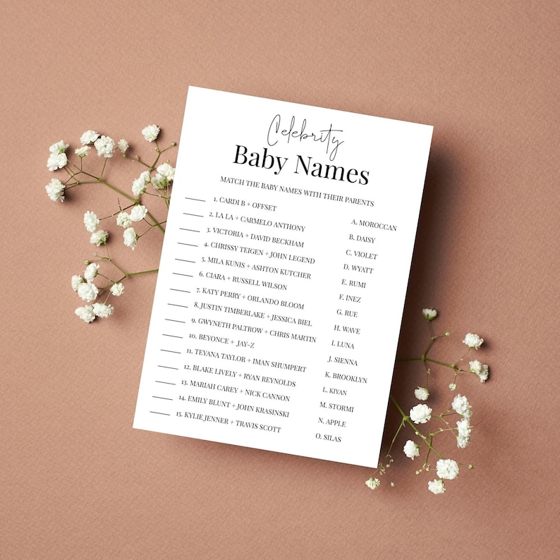 Printable Baby Shower Games, Celebrity Baby Names Game, Pop Culture ...