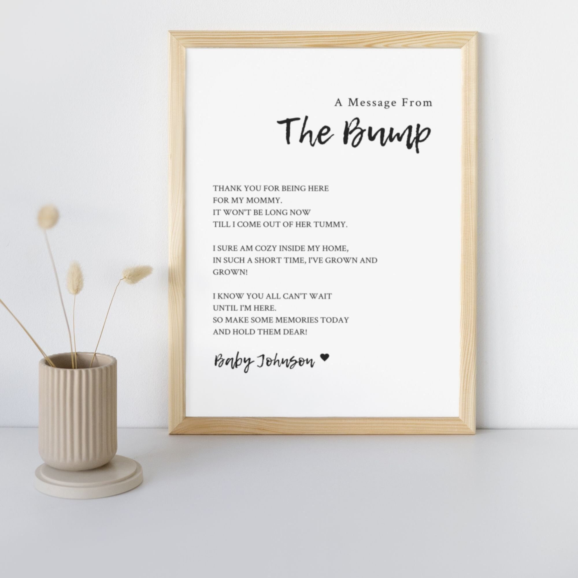 Editable Message From the Bump Baby Shower Sign, Printable Baby Bump ...