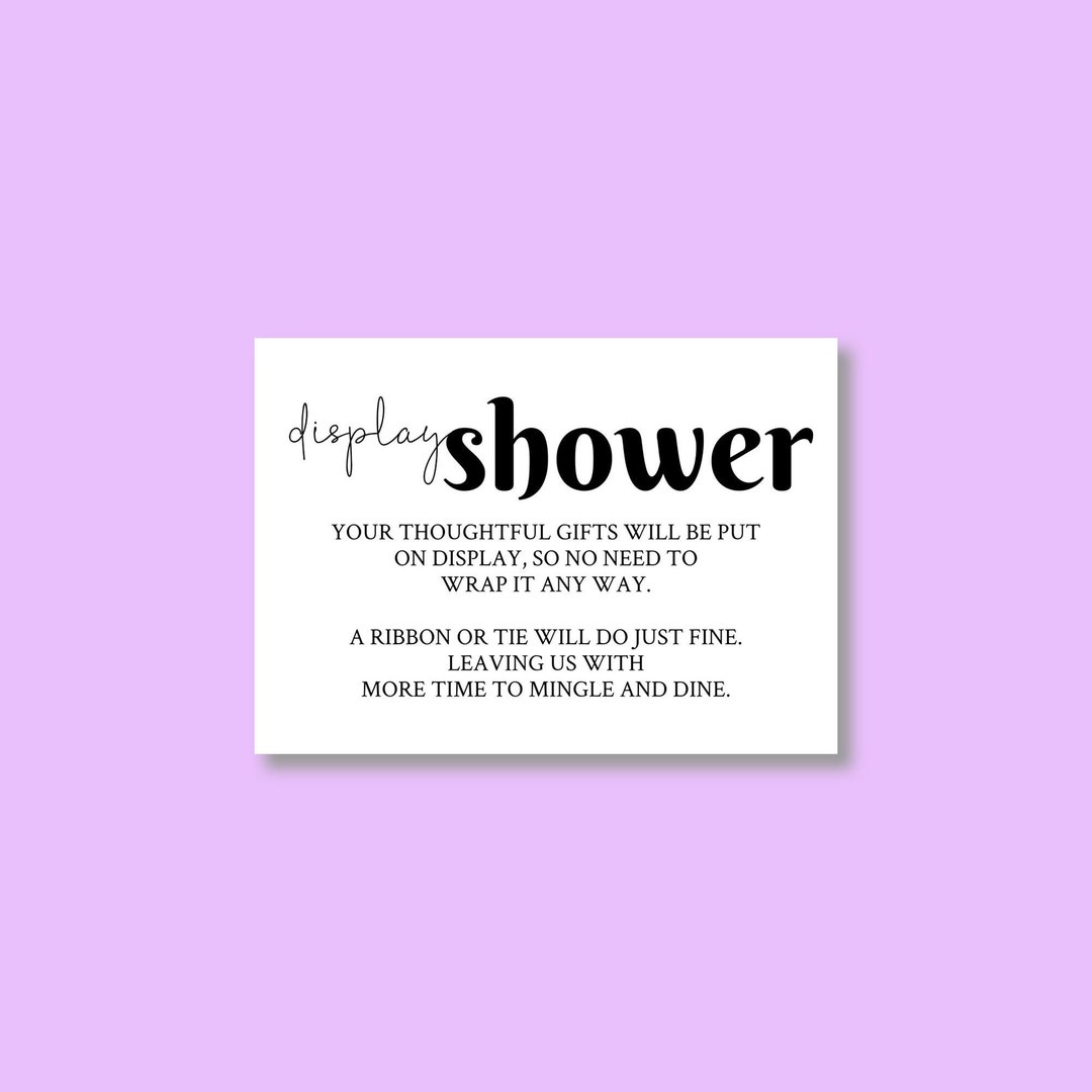 Display Shower Card Instant Download No Gift Wrap Card a - Etsy