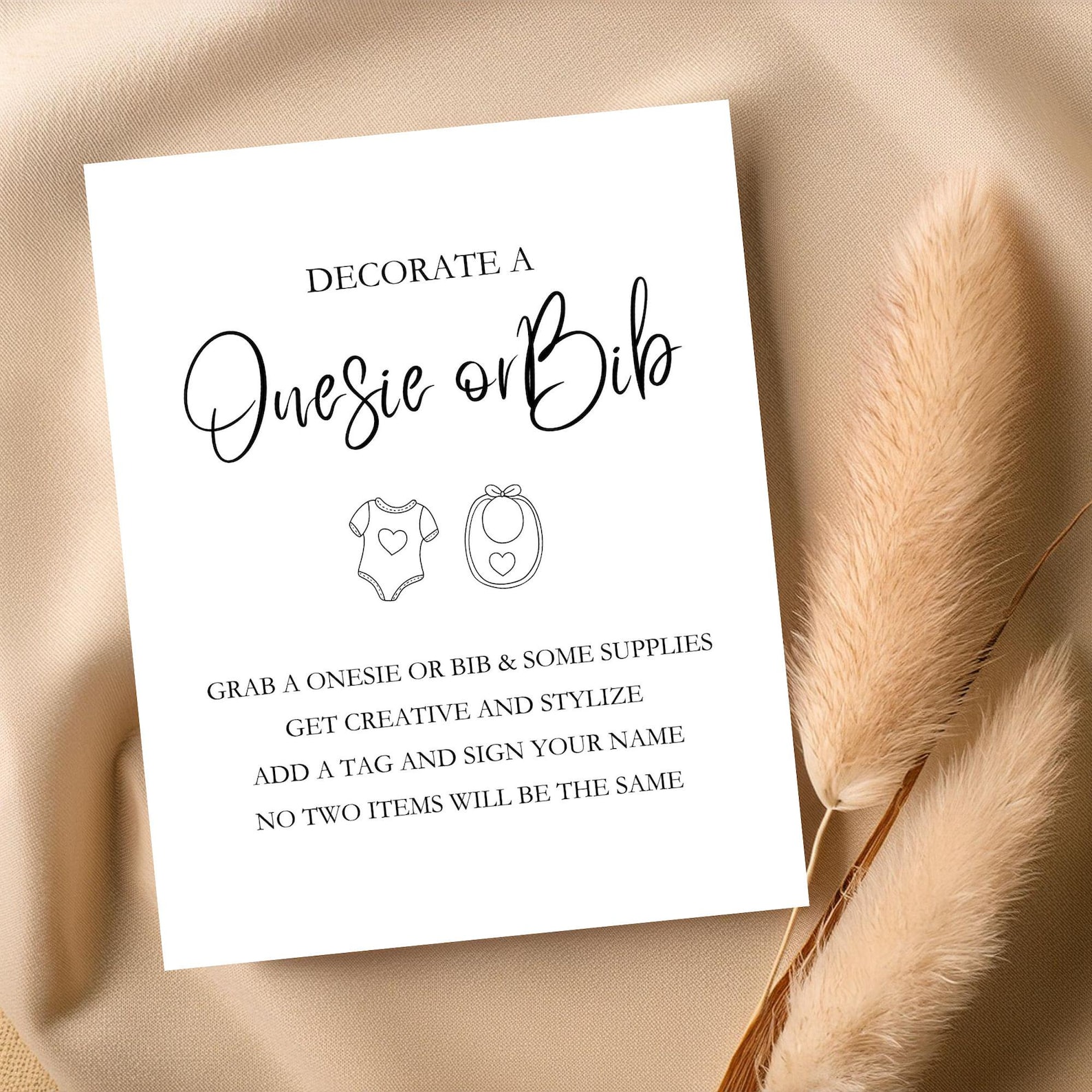 Decorate A Onesie or Bib Baby Shower Activity Sign, Decorate a Onesie ...