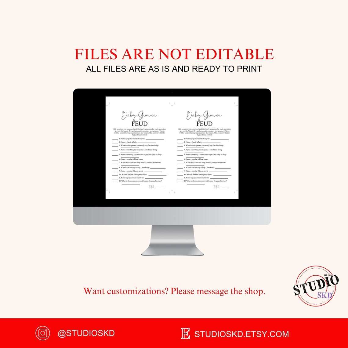 Baby Shower Feud, Guess the Top Five Answers on the Board, Baby Shower ...