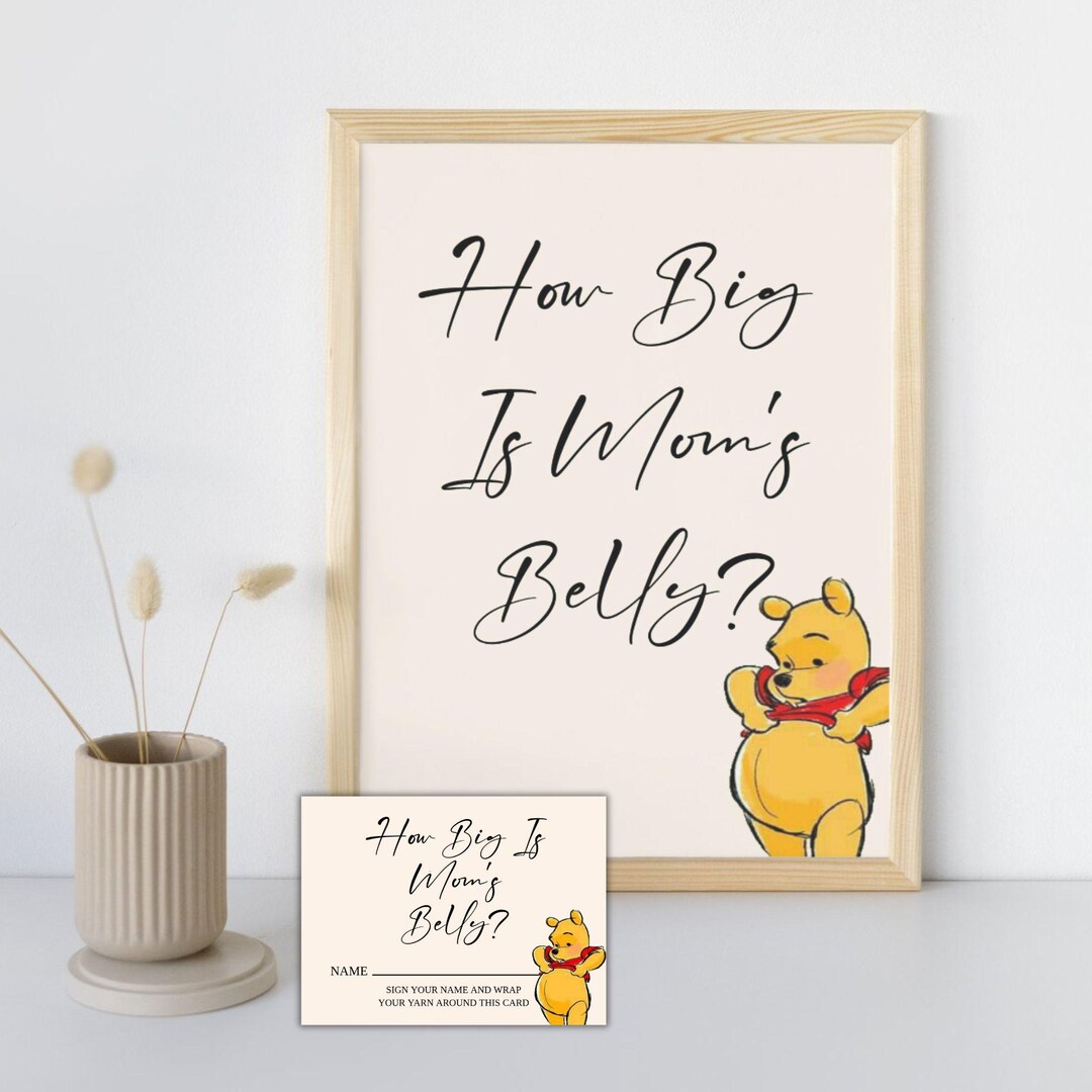 Printable How Big is Mom's Belly Baby Shower Game, Winnie-the-pooh ...