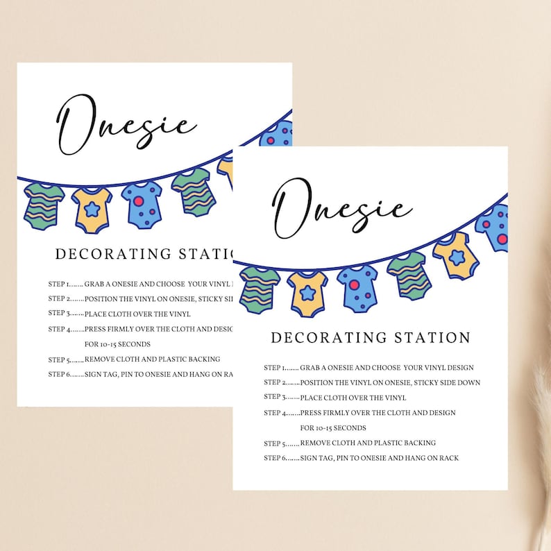 Onesie Decorating Station Baby Shower Sign, Onesie Station Heat Press ...