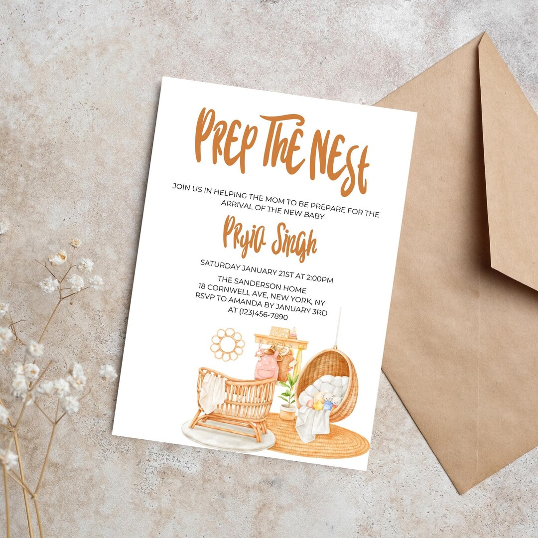 Prep the Nest, Nesting Party Invitation, Prepare Home for Baby, Baby ...