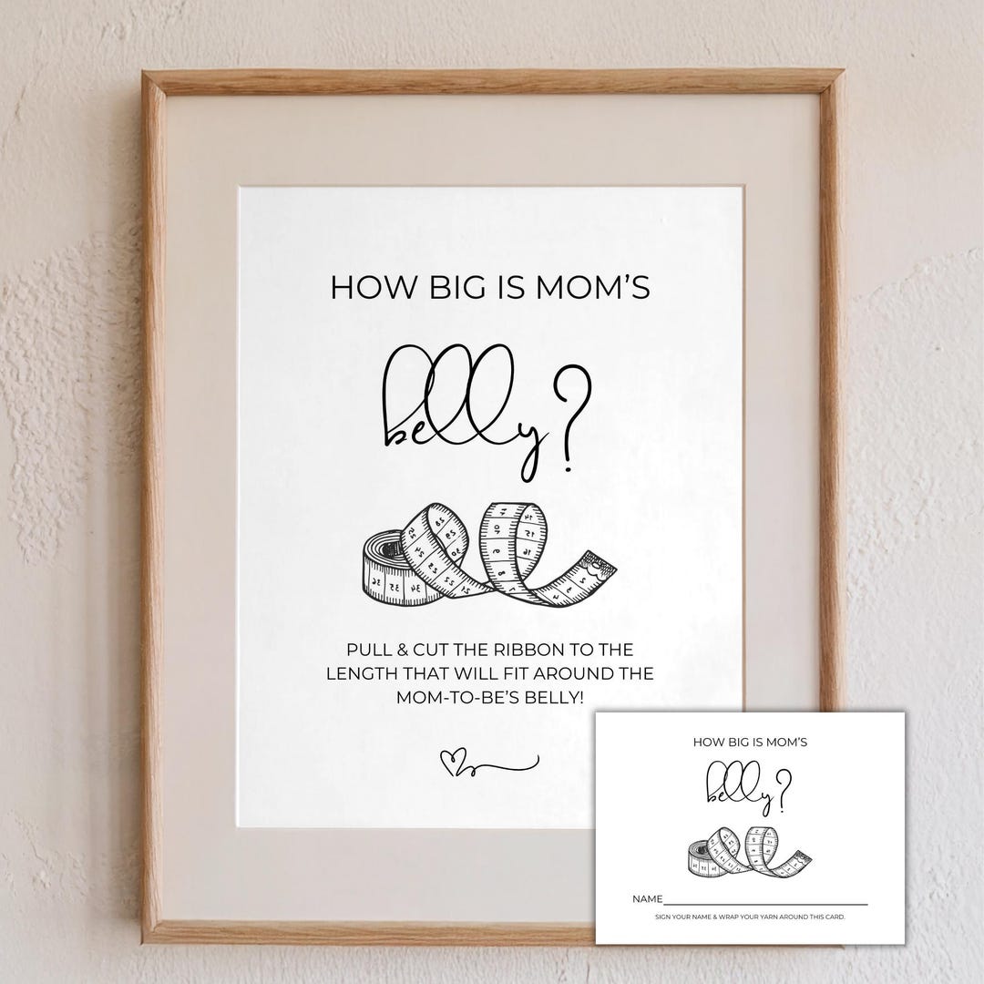 Printable Baby Shower Games, How Big is Mom's Belly Sign and Card ...