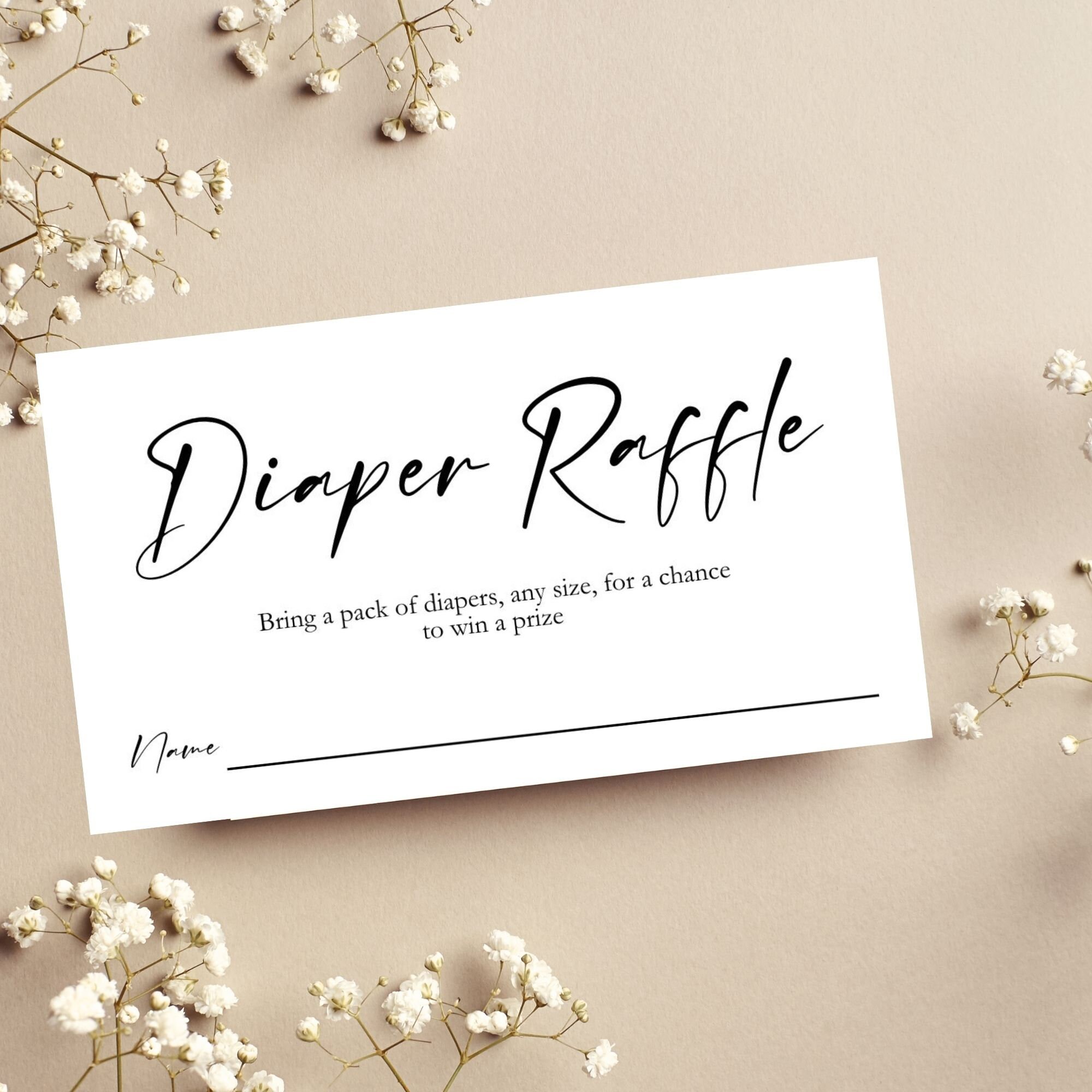 Diaper Raffle Ticket Baby Shower Card, Baby Shower Diaper Raffle Game ...