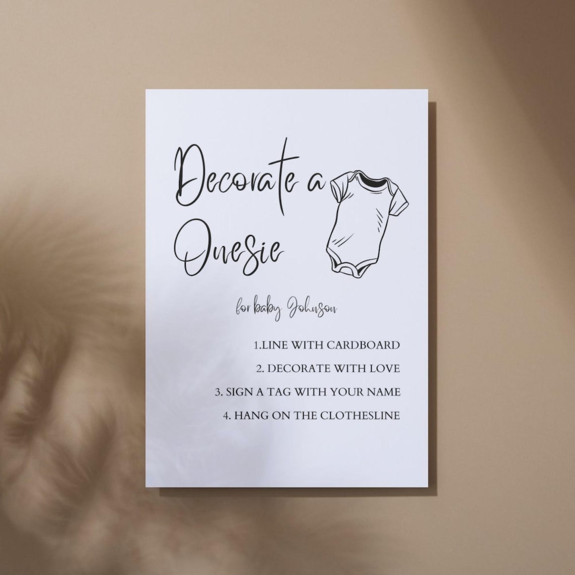 Decorate a Onesie Sign Baby Shower Activity Instructions Editable Canva ...