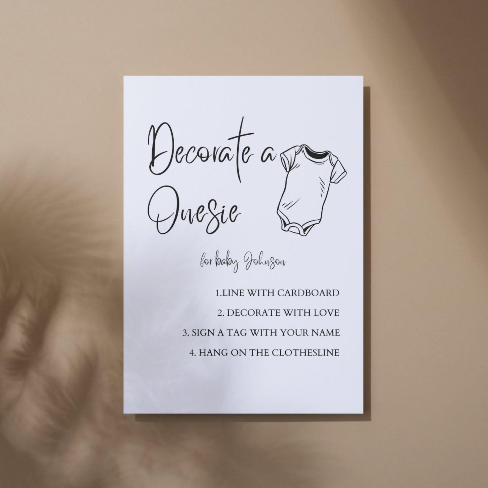 Decorate a Onesie Sign Baby Shower Activity Instructions Editable Canva ...