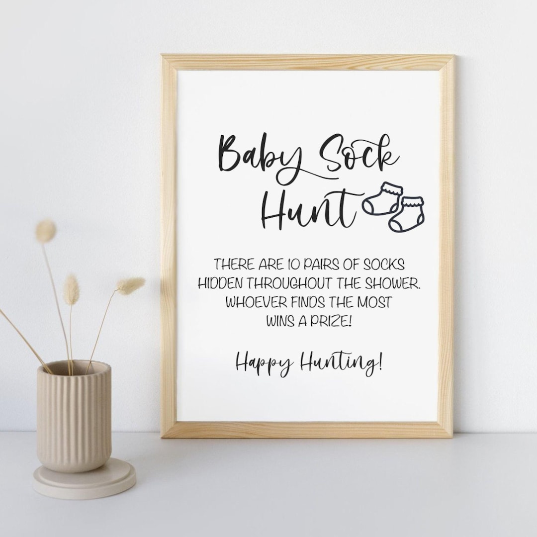 Baby Sock Hunt Baby Shower Game Sign, Find the Baby Socks Baby Shower ...