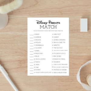 Parents Matching Baby Shower Game Card, Match the Parents to Some of ...