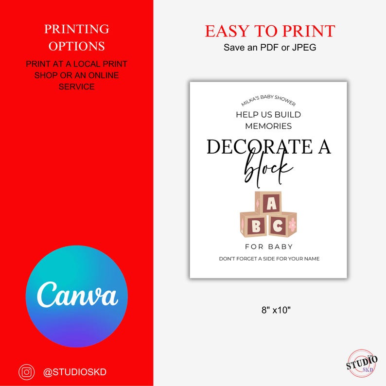 Decorate a Block Baby Shower Activity, Decorate Baby's First ABC Blocks ...