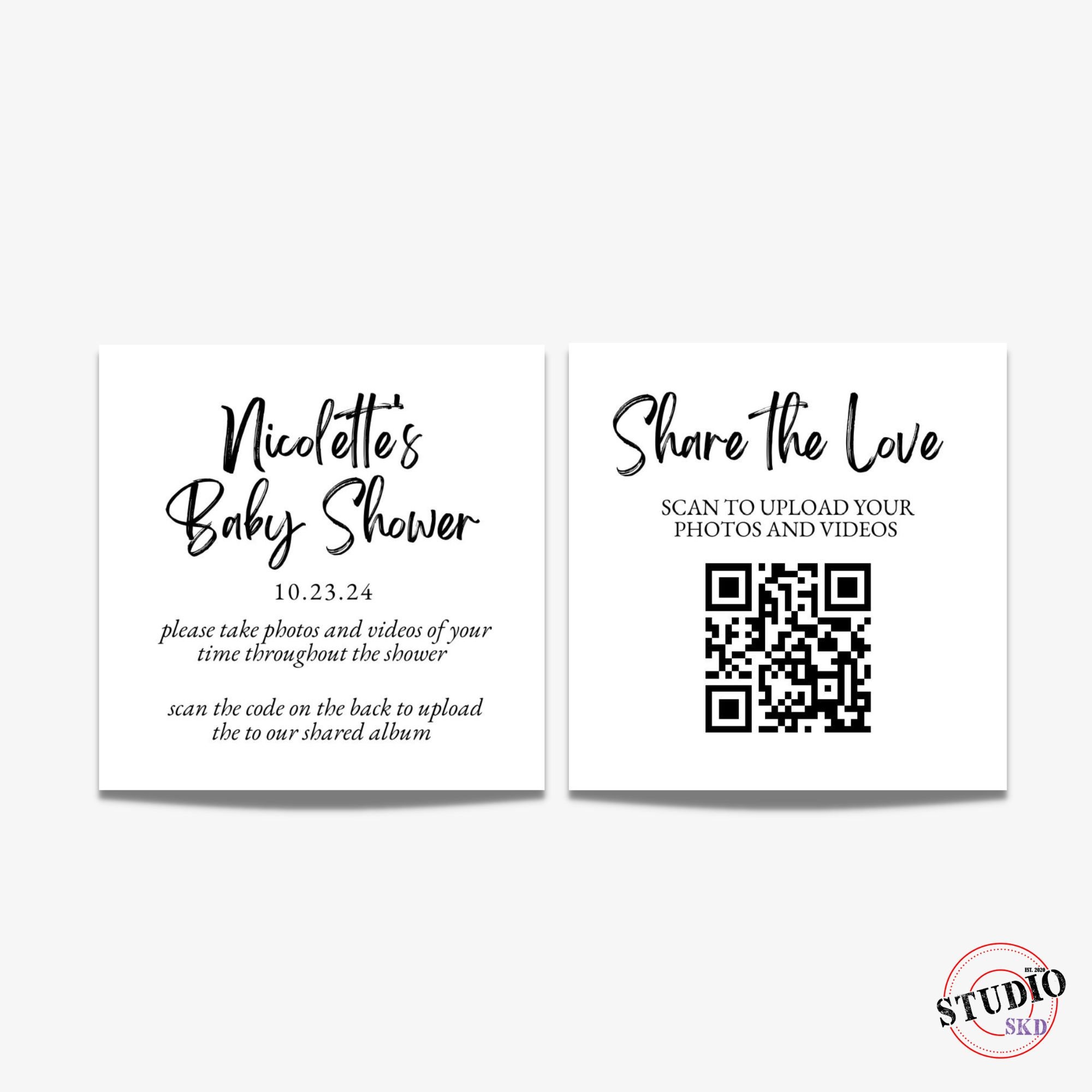 Baby Shower Scan to Upload Photos and Videos Card With QR - Etsy