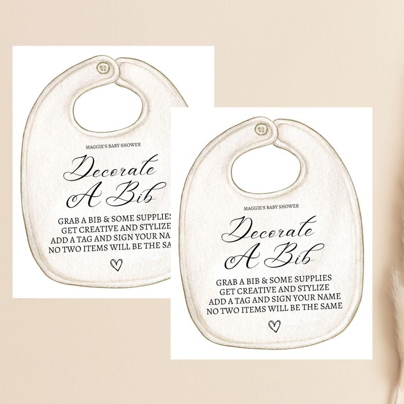 Decorate a Bib Sign, Baby Shower Activity Sign, Design a Bib Baby ...