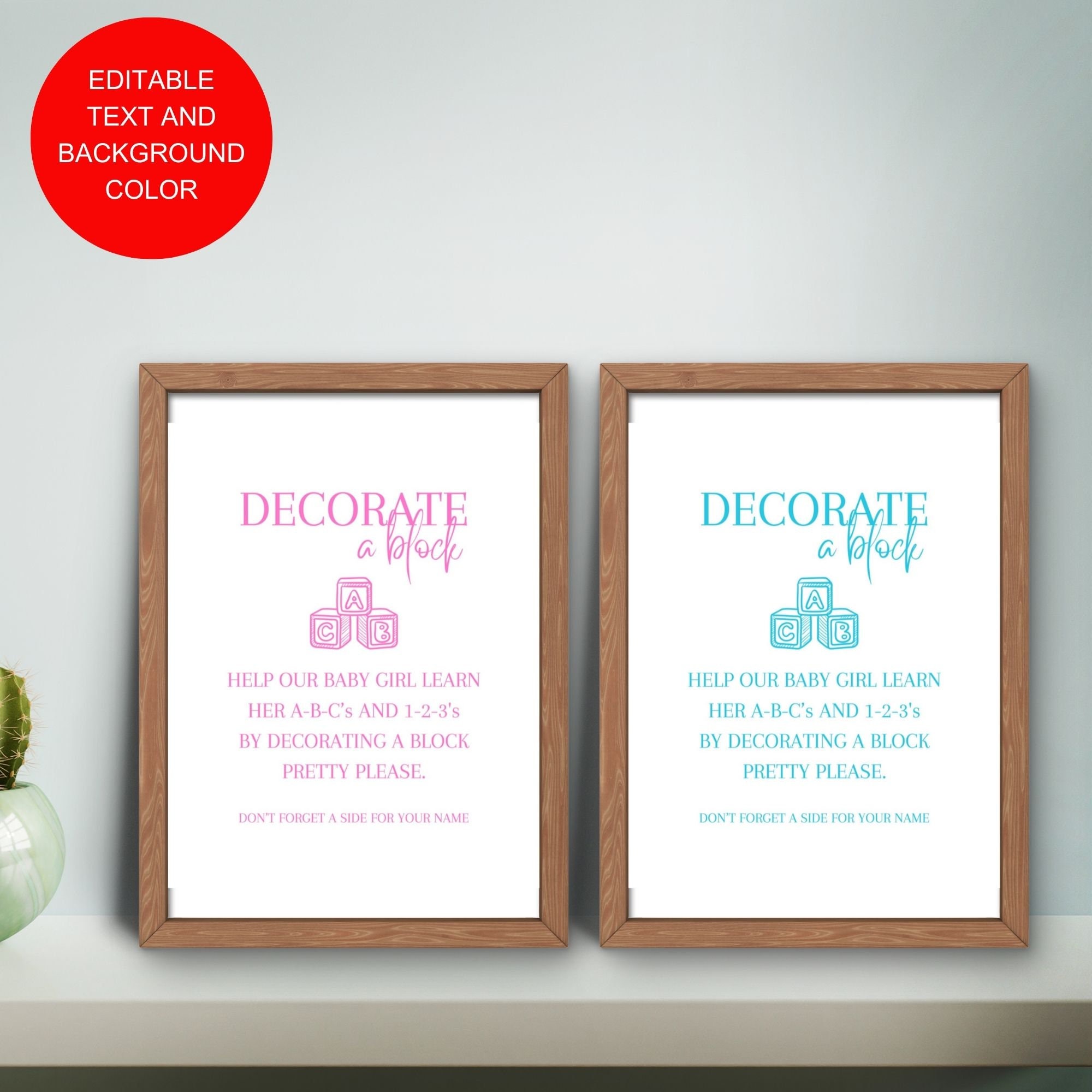 Decorate a Block Baby Shower Activity, Decorate Baby's First ABC Blocks ...