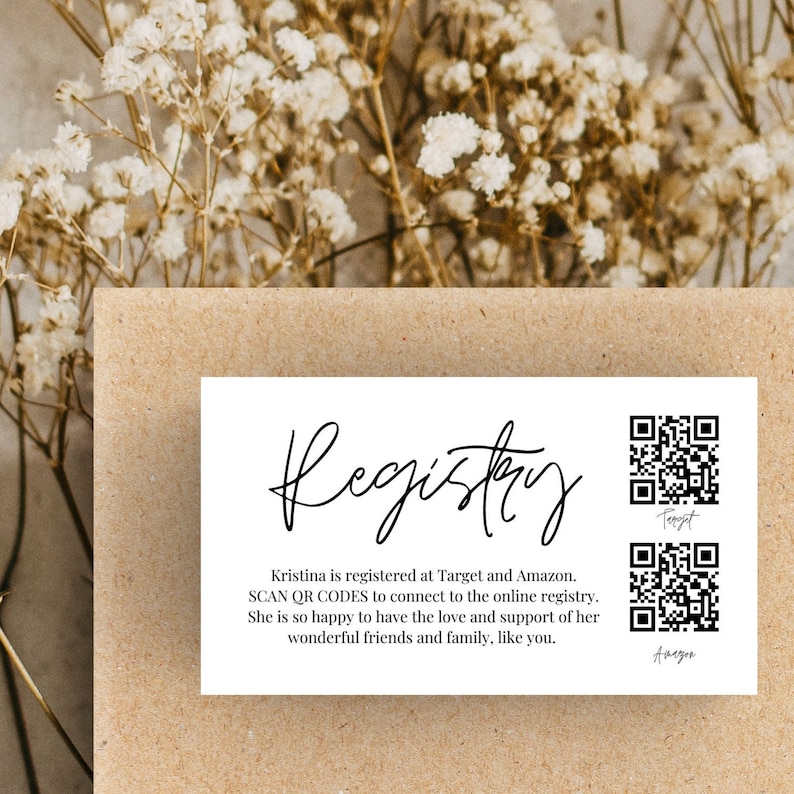 Baby Shower Registry Card With QR Codes, Gifts for Baby Card, Scan for ...