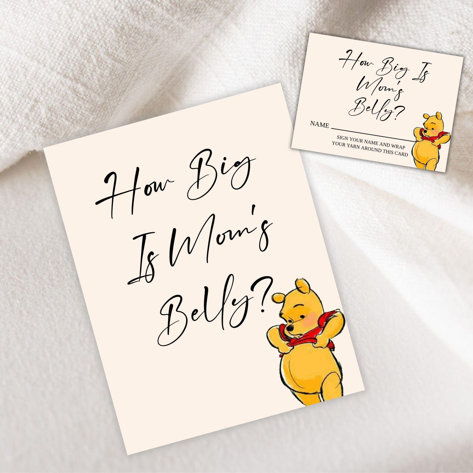 Printable How Big is Mom's Belly Baby Shower Game, Winnie-the-pooh ...
