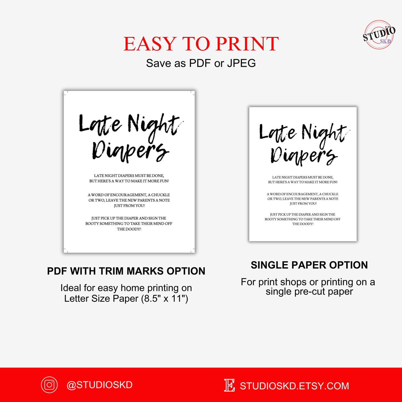 Late Night Diapers Baby Shower Activity, Printable Diaper Game Sign ...