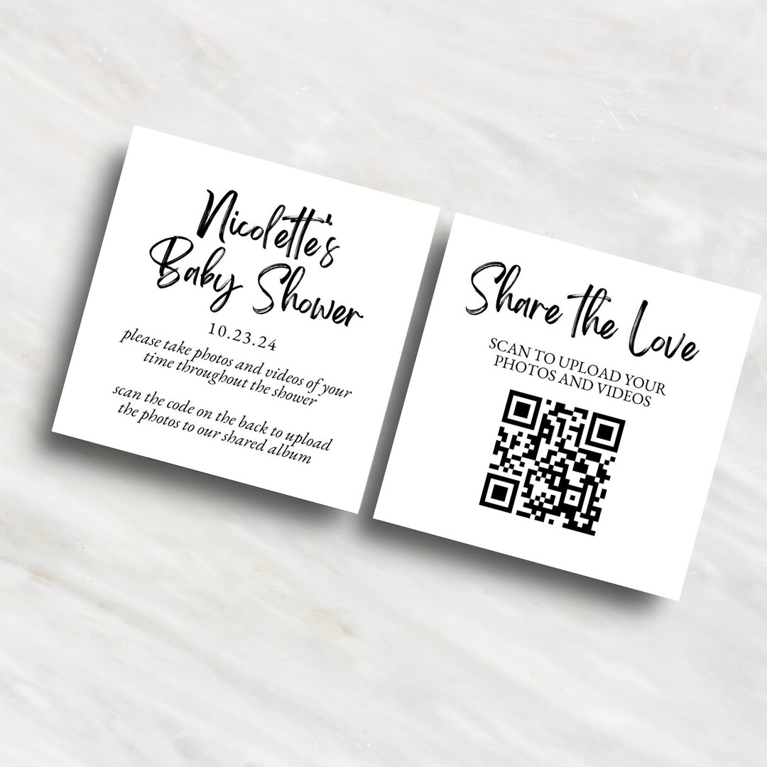 Baby Shower Scan to Upload Photos and Videos Card With QR Code, How to ...
