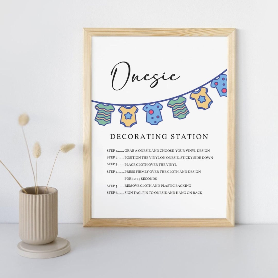 Onesie Decorating Station Baby Shower Sign, Onesie Station Heat Press ...