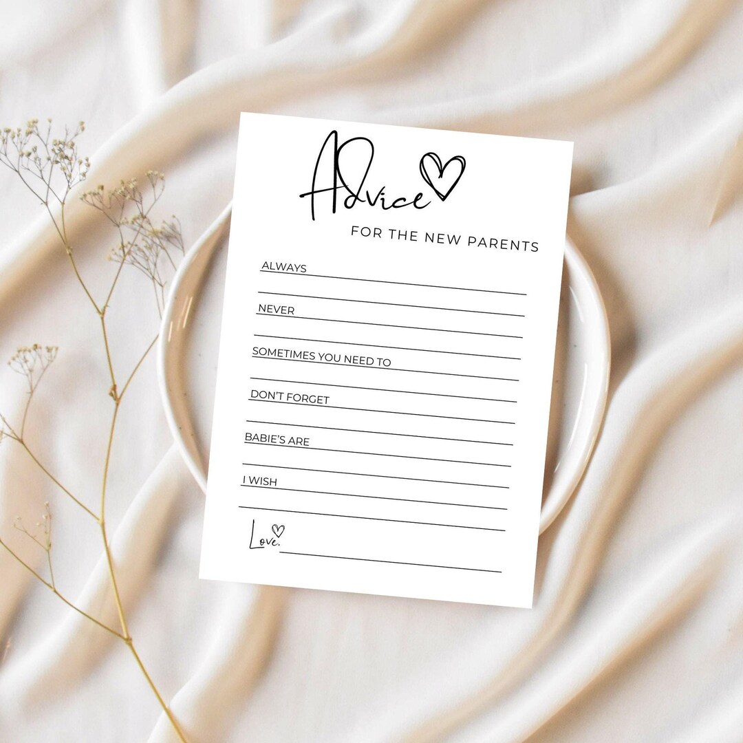 Printable Baby Shower Advice Cards, Baby Words of Wisdom, Editable ...