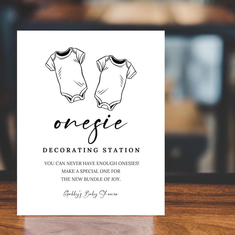 Onesie Decorating Station Sign, Decorate a Onesie Baby Shower Activity ...