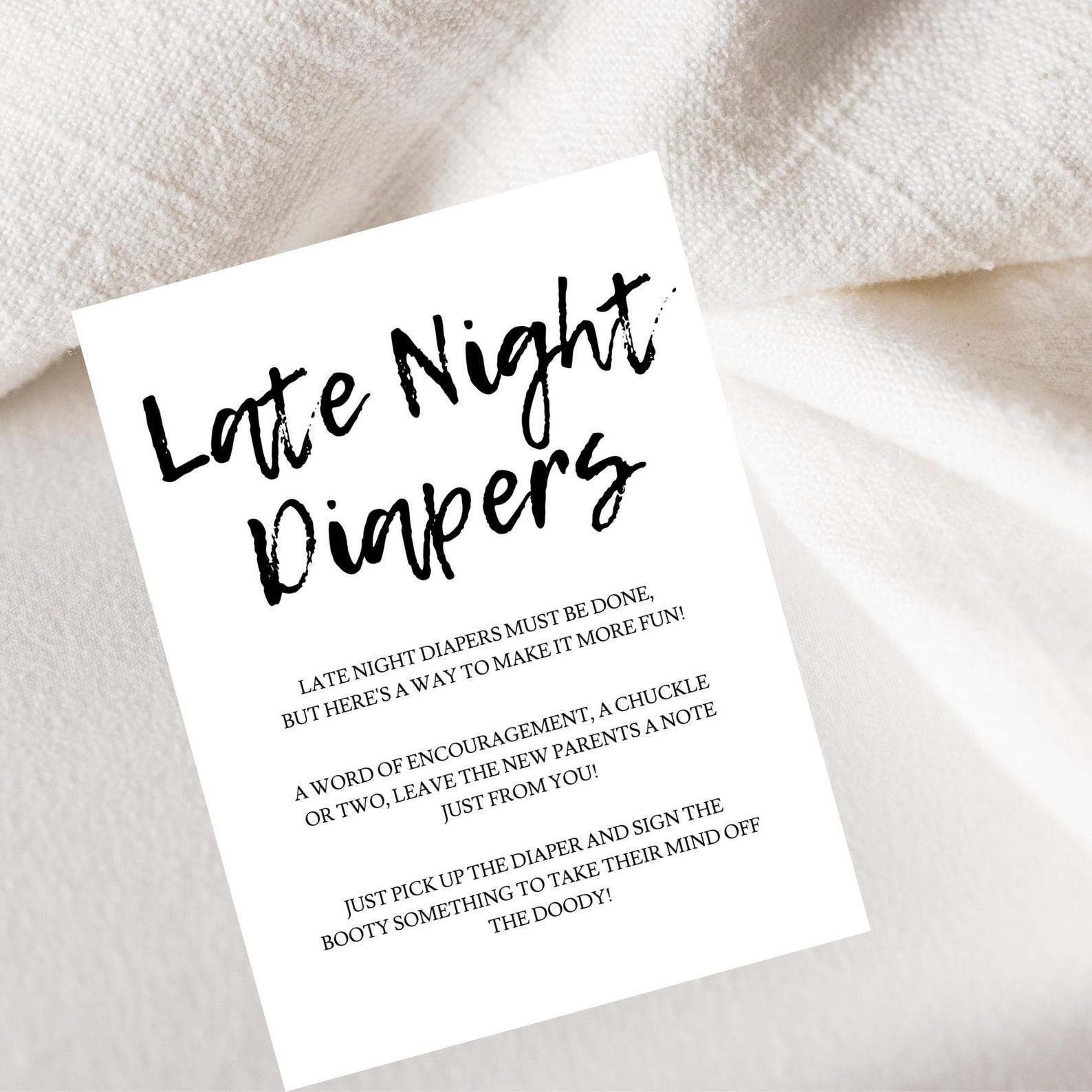 Late Night Diapers Baby Shower Activity, Printable Diaper Game Sign ...