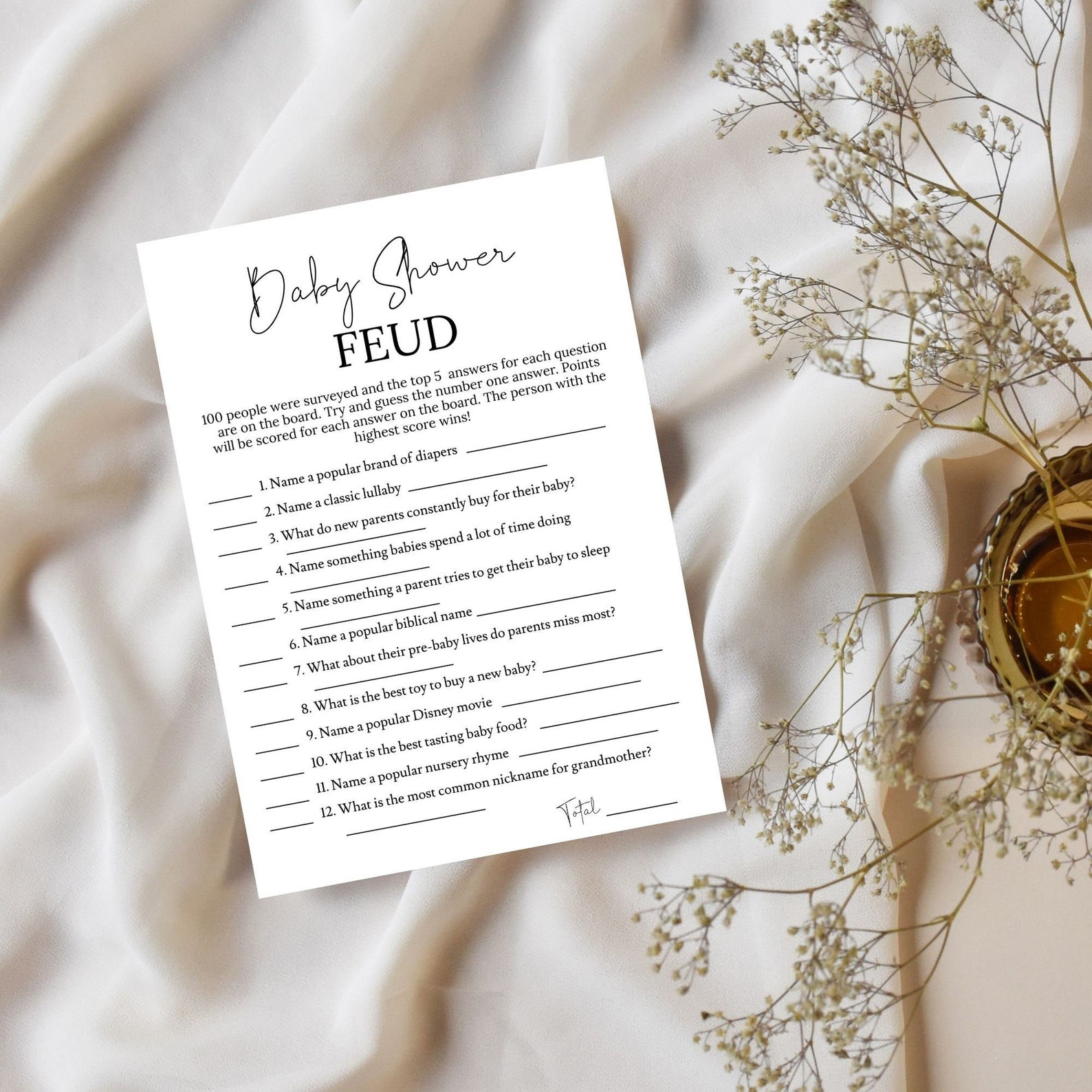 Baby Shower Feud, Guess the Top Five Answers on the Board, Baby Shower ...