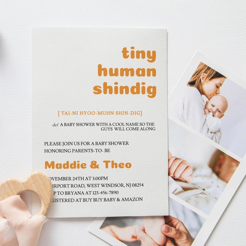 Tiny Human Shindig Invitation, Modern Baby Shower Invitation, Jack and ...