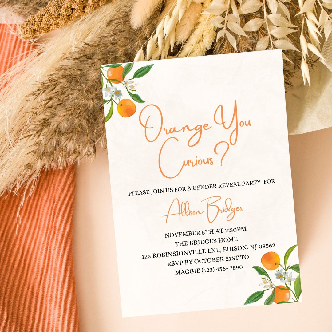 Orange You Curious Gender Reveal Party Invitation What Will the Little ...
