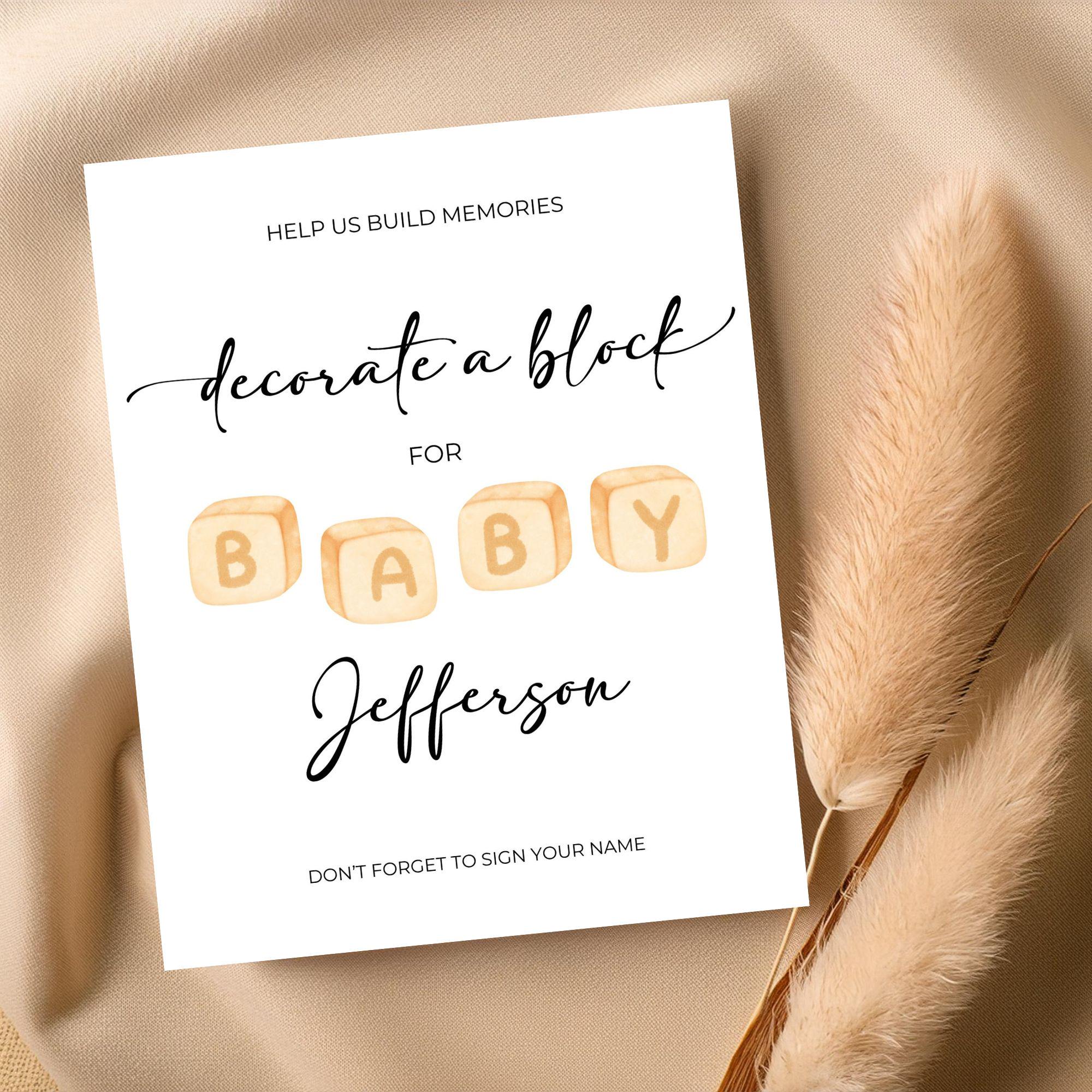 Decorate a Block Baby Shower Sign Baby Shower Keepsake, Wooden Blocks ...